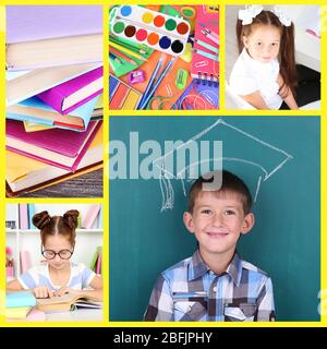 Collage of a Happy Student With School Supplies Showing Excitement for ...