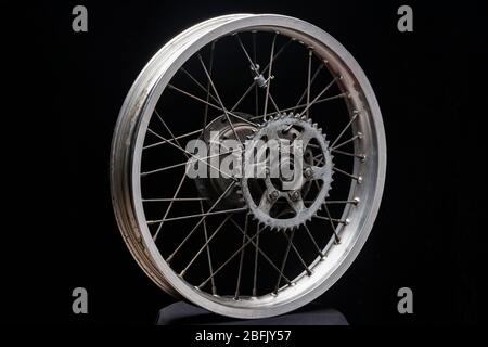 Aluminum bicycle wheel without tire. Top view, isolated on white ...