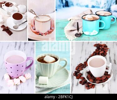 Hot drinks collage Stock Photo - Alamy
