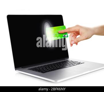 Laptop computer isolated ,money, cellphone Stock Photo - Alamy