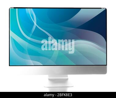 New modern computer with blue splash screen, isolated on white Stock ...