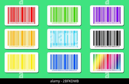 Bright bar codes on green background. Vector image Stock Photo - Alamy