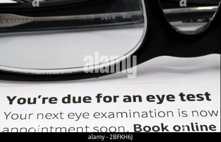 Eye test reminder letter from Boots Opticians Stock Photo - Alamy