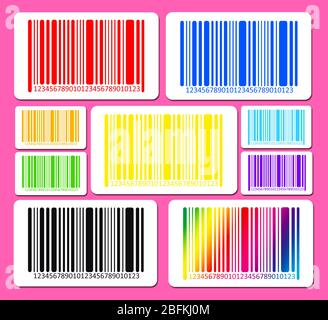 Bright bar codes on pink background. Vector image Stock Photo - Alamy