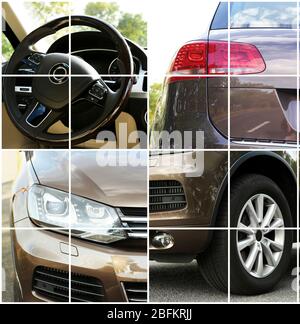 Modern car details in collage Stock Photo - Alamy