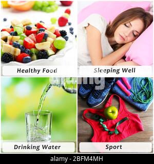 Collage of healthy lifestyle Stock Photo - Alamy