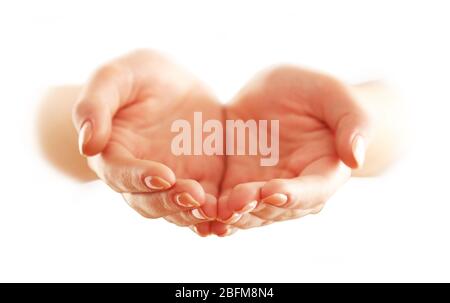 Outstretched empty hands palms up Stock Photo - Alamy