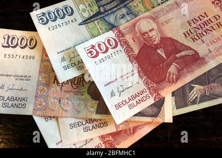 Icelandic króna, banknote, 500, 1000, Isländische Krone, íslensk króna ...