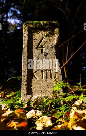 old fashioned stone road marker giving distances to York,Tadcaster ...