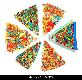 Different food in shape of triangles isolated on white Stock Photo - Alamy