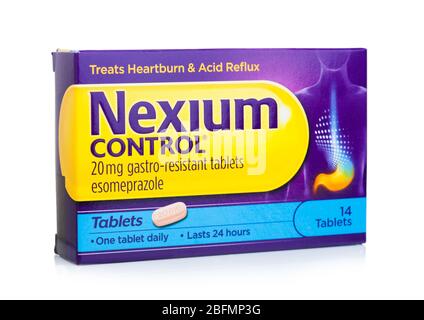 Nexium antacid over-the-counter medicine photographed in a pharmacy in ...