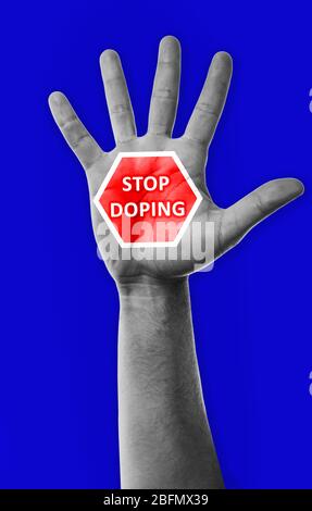 The young man in doping concept isolated on white Stock Photo - Alamy