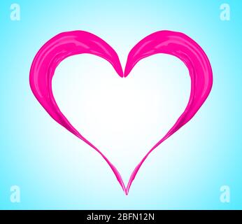 Pink heart made of paint splash on blue background Stock Photo - Alamy