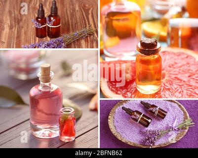 Essential oils collage. Aromatherapy and beauty treatment concept Stock ...