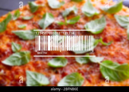 Barcode on blurred pizza background. Wholesale and retail concept Stock ...