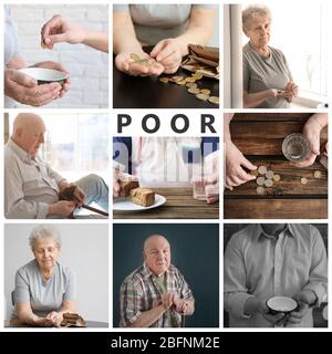 Collage with poor people in desperate need of help Stock Photo - Alamy