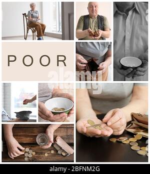 Collage with poor people in desperate need of help Stock Photo - Alamy