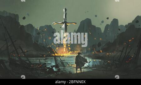 Concept Art Fantasy Illustration of Warrior Knight in Full Armor With ...