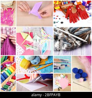 Collage of different hand crafts. Hobby concept Stock Photo - Alamy