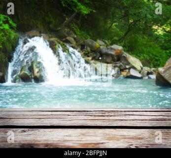 Waterfall and table with moss, tropical, tropical, travel, holiday ...