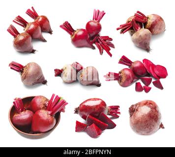 Collage of beets on white background Stock Photo - Alamy