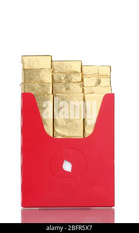 single chewing gum wrapped in standard red packaging isolated on white ...
