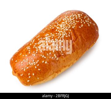 One roll bread isolated on white background Stock Photo - Alamy