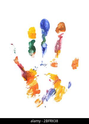 Color hand print isolated on white Stock Photo - Alamy