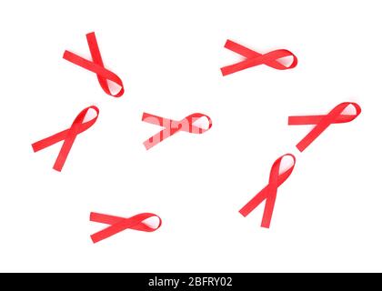 Aids awareness red ribbons isolated on black Stock Photo - Alamy