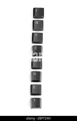 Keyboard keys saying internet isolated on white Stock Photo - Alamy