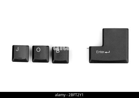 Keyboard keys saying job enter isolated on white Stock Photo - Alamy