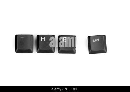 Keyboard keys saying the end isolated on white Stock Photo - Alamy