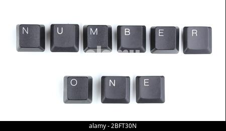 Keyboard keys saying number one isolated on white Stock Photo - Alamy