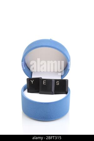 Keyboard keys saying yes in box isolated on white Stock Photo - Alamy