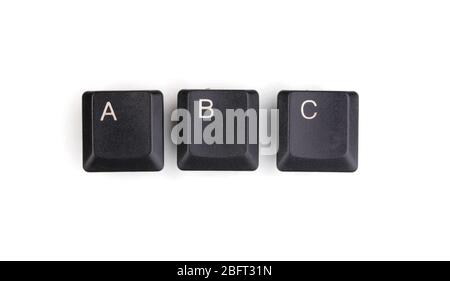 Keyboard keys saying abc isolated on white Stock Photo - Alamy