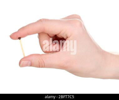 Match in hand isolated on white Stock Photo - Alamy