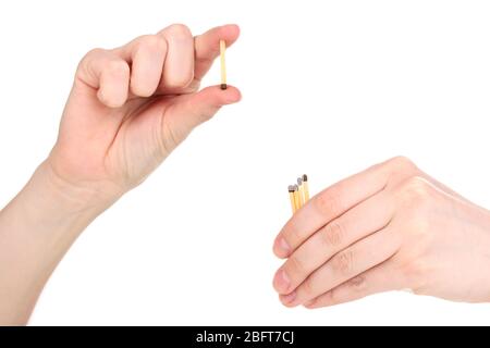 Hand throwing match isolated on white Stock Photo - Alamy