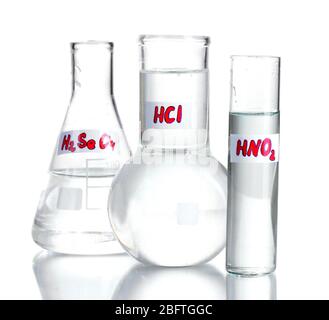 Test-tubes with various acids isolated on white Stock Photo - Alamy