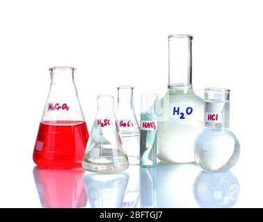 Test-tubes with various acids isolated on white Stock Photo - Alamy