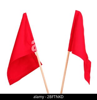 Red signal flags isolated on white Stock Photo - Alamy