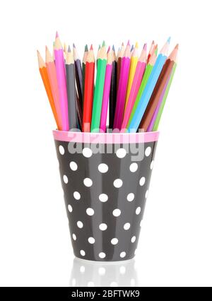 Color pencils in glass isolated on white, cut out Stock Photo - Alamy