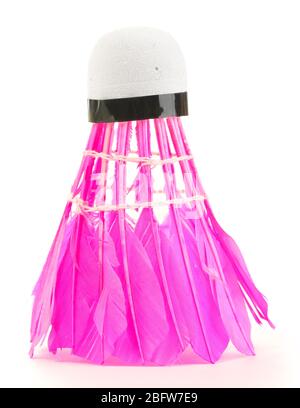 pink feather shuttlecock isolated on white Stock Photo - Alamy