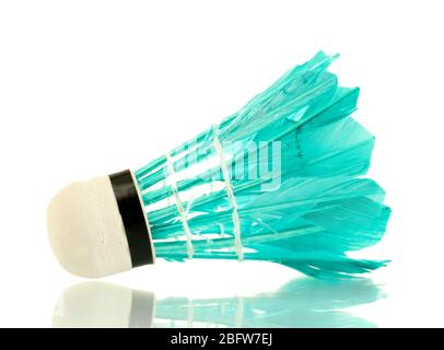 blue feather shuttlecock isolated on white Stock Photo - Alamy
