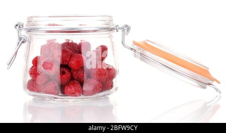 Raspberries in jar isolated on white Stock Photo - Alamy