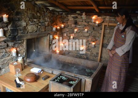 A traditional hot stone bath complete with a campfire and views of the ...