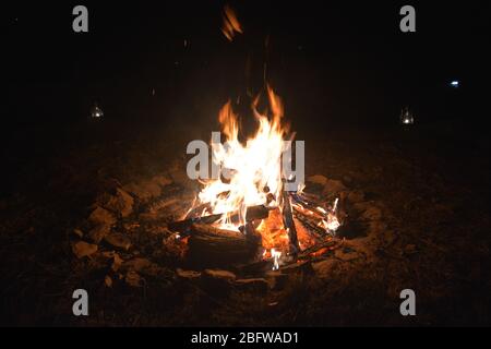 A bonfire for guests of Aman Gangtey, Bhutan Stock Photo - Alamy