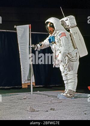 Astronaut Edwin E. Aldrin Jr., wearing an Extravehicular Mobility Unit ...