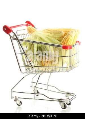 fresh corn in trolley, isolated on white Stock Photo - Alamy