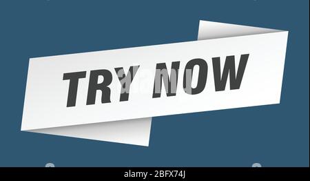 try it now ribbon label sign set. try it now banner Stock Vector Image ...