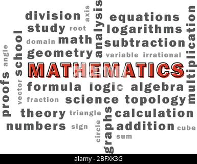 mathematics words illustration, math word cloud Stock Vector Image ...